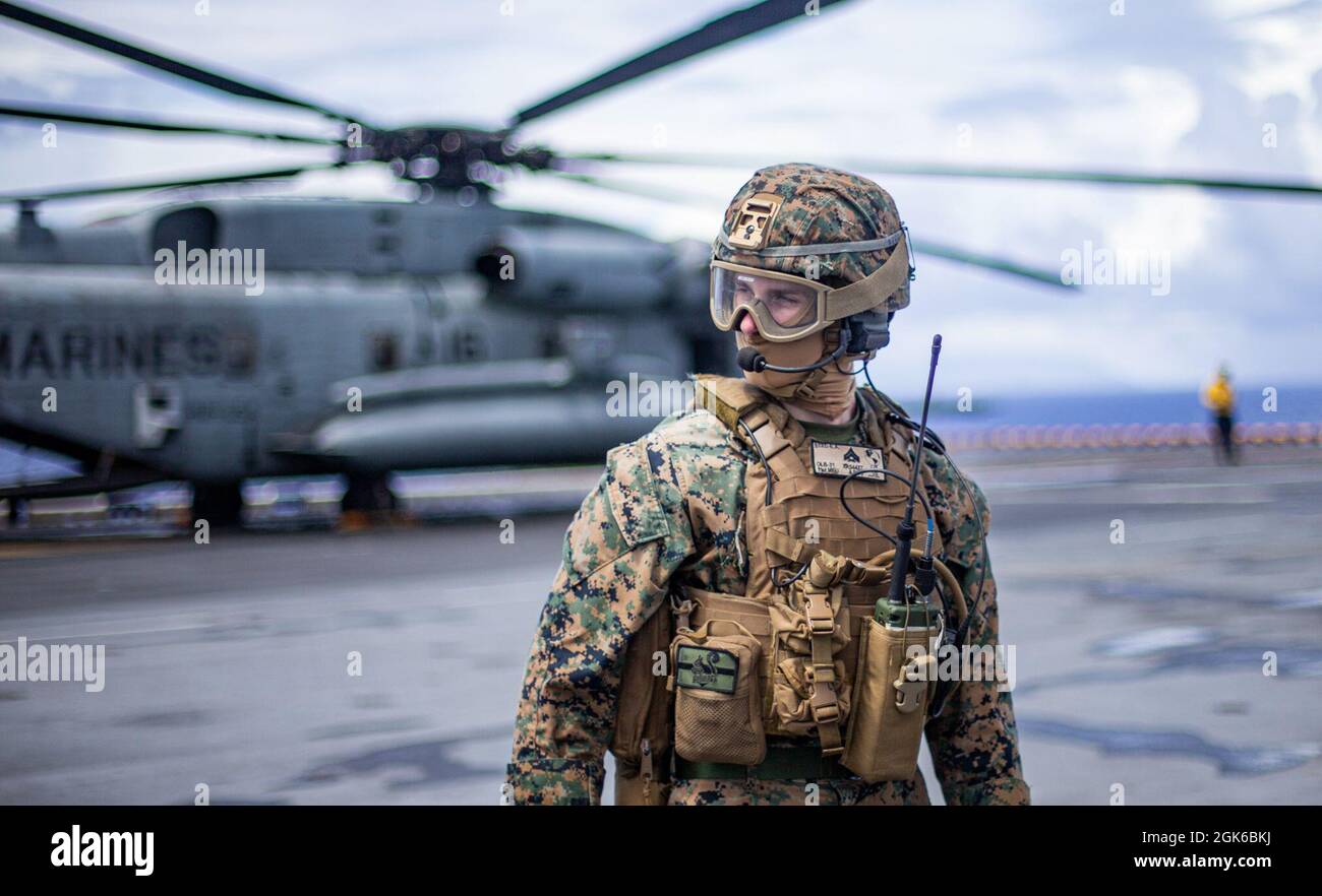 A U.S. Marine with 31st Marine Expeditionary Unit (MEU), prepares for a ...
