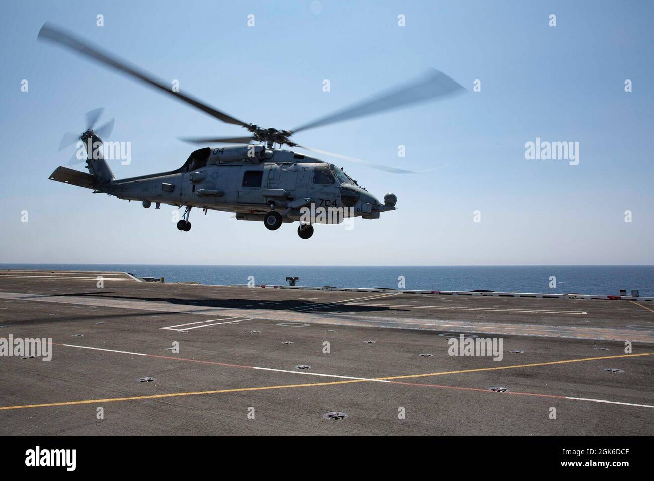 PACIFIC OCEAN (Aug. 14, 2021) An MH-60R Sea Hawk helicopter, assigned ...