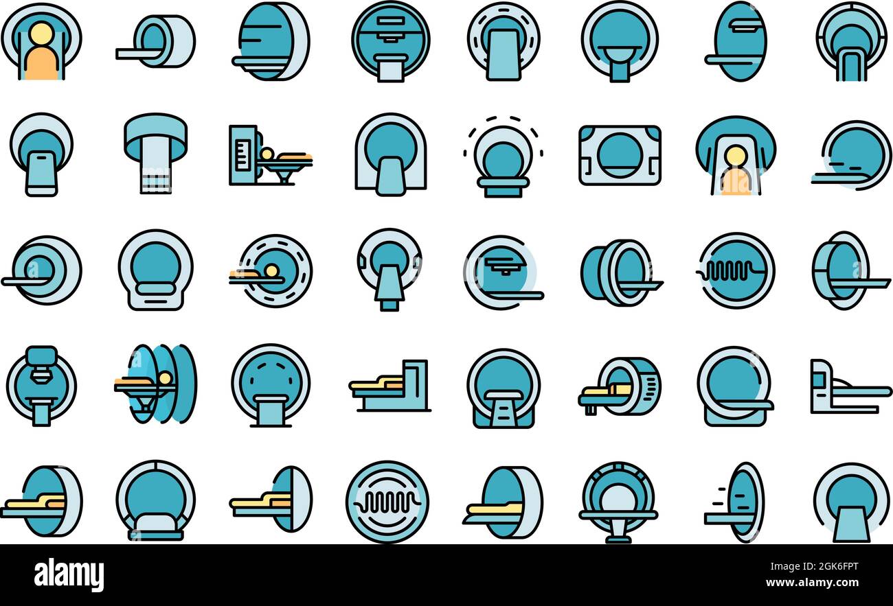 Magnetic resonance tomography icons set outline vector. Medical ct scan ...