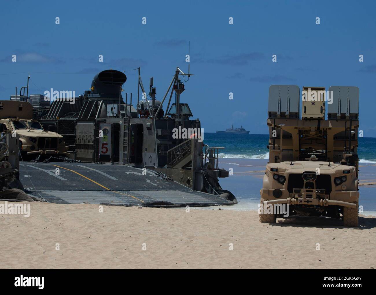 A Navy Marine Expeditionary Ship Interdiction System launcher, a ...