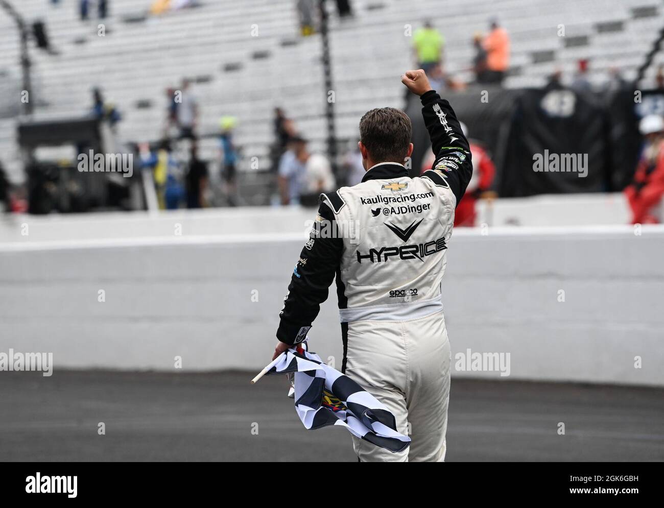 A.J. Allmendinger, Kaulig Racing #16, celebrates his victory at the ...