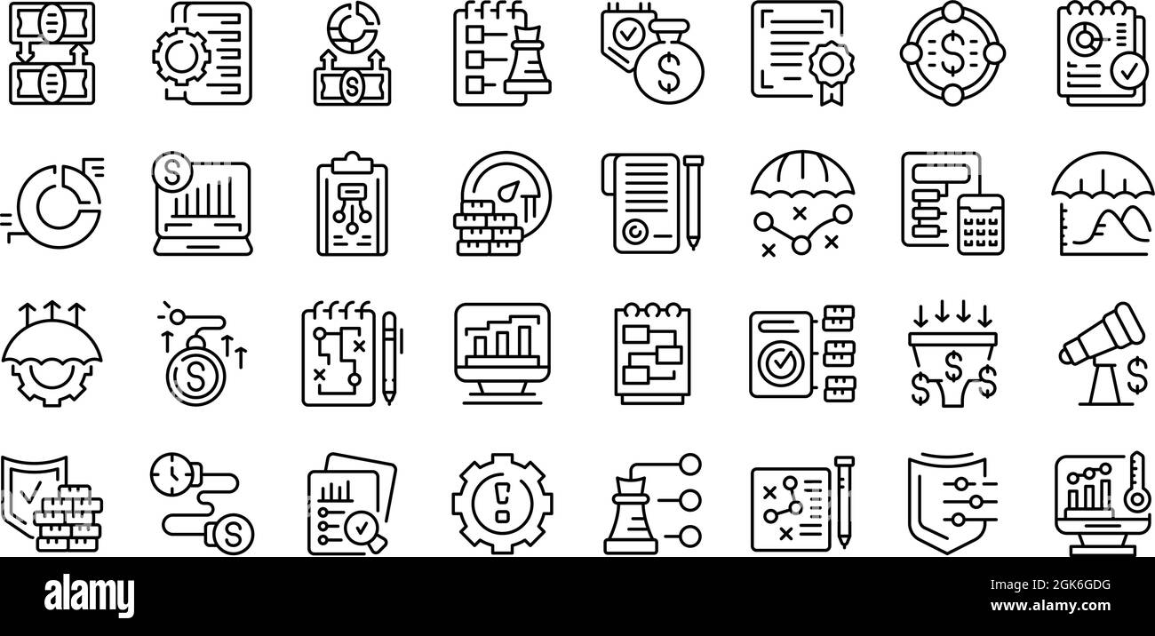 Risk management icons set outline vector. Company enterprise. Business ...
