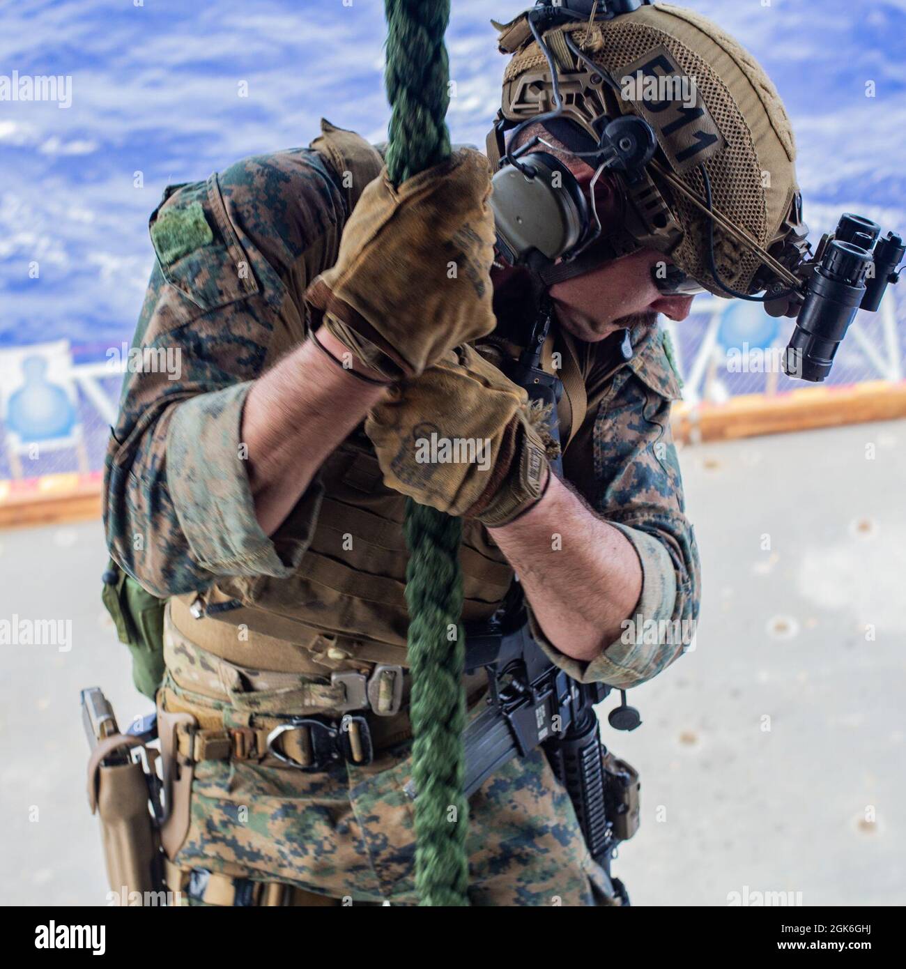 A U.S. Marine with Force Reconnaissance Platoon (FRP), 31st Marine ...