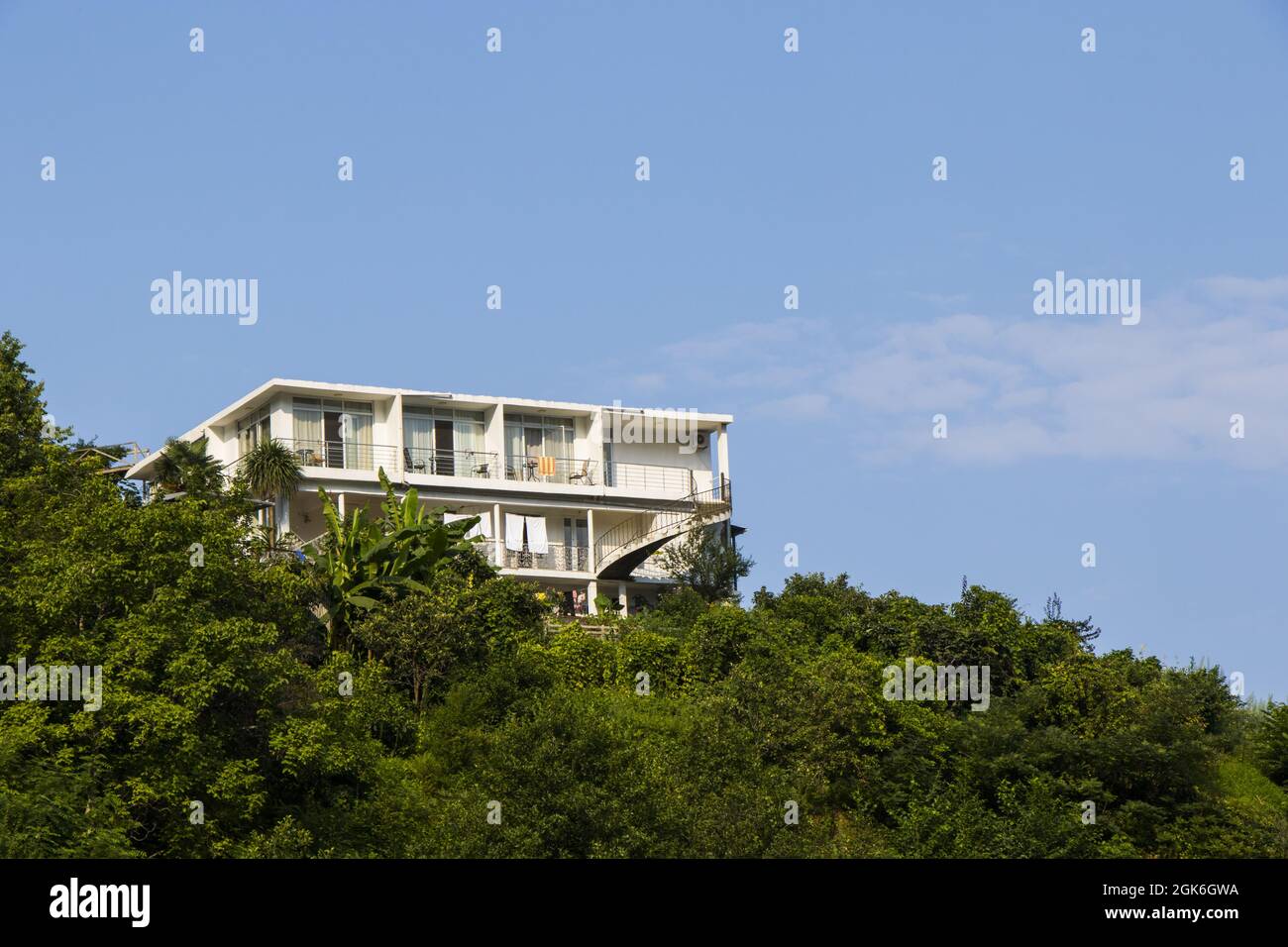 Hotel view, building and architecture for holidays Stock Photo - Alamy