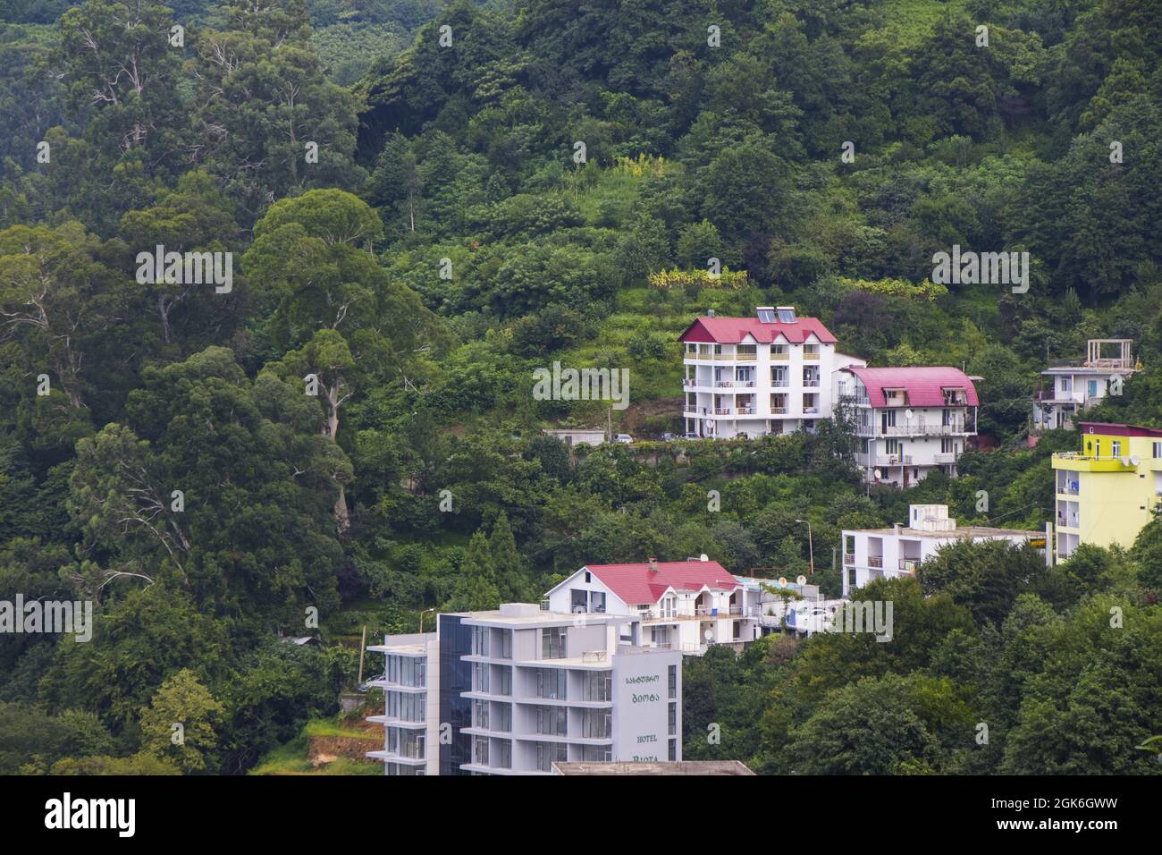 Hotel view, building and architecture for holidays Stock Photo - Alamy