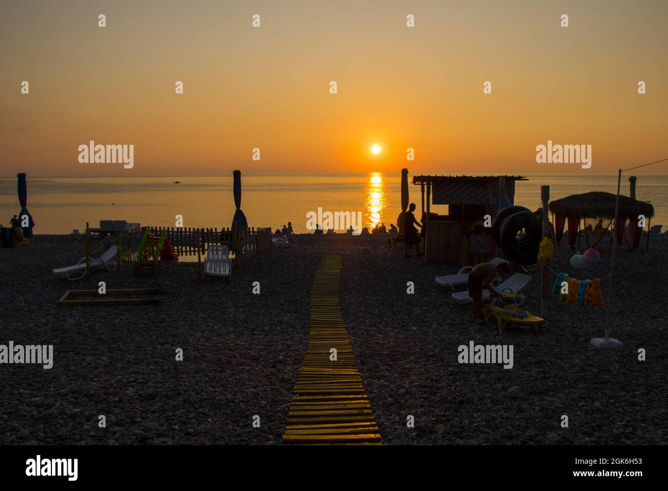 Beach in Black sea, sunset, Gonio, Georgia Stock Photo - Alamy