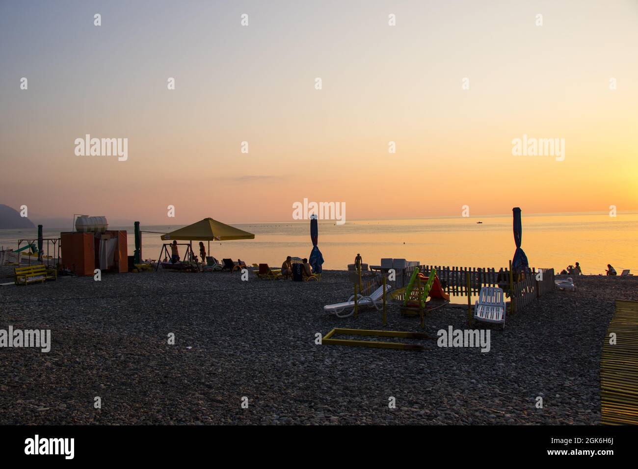 Beach in Black sea, sunset, Gonio, Georgia Stock Photo - Alamy