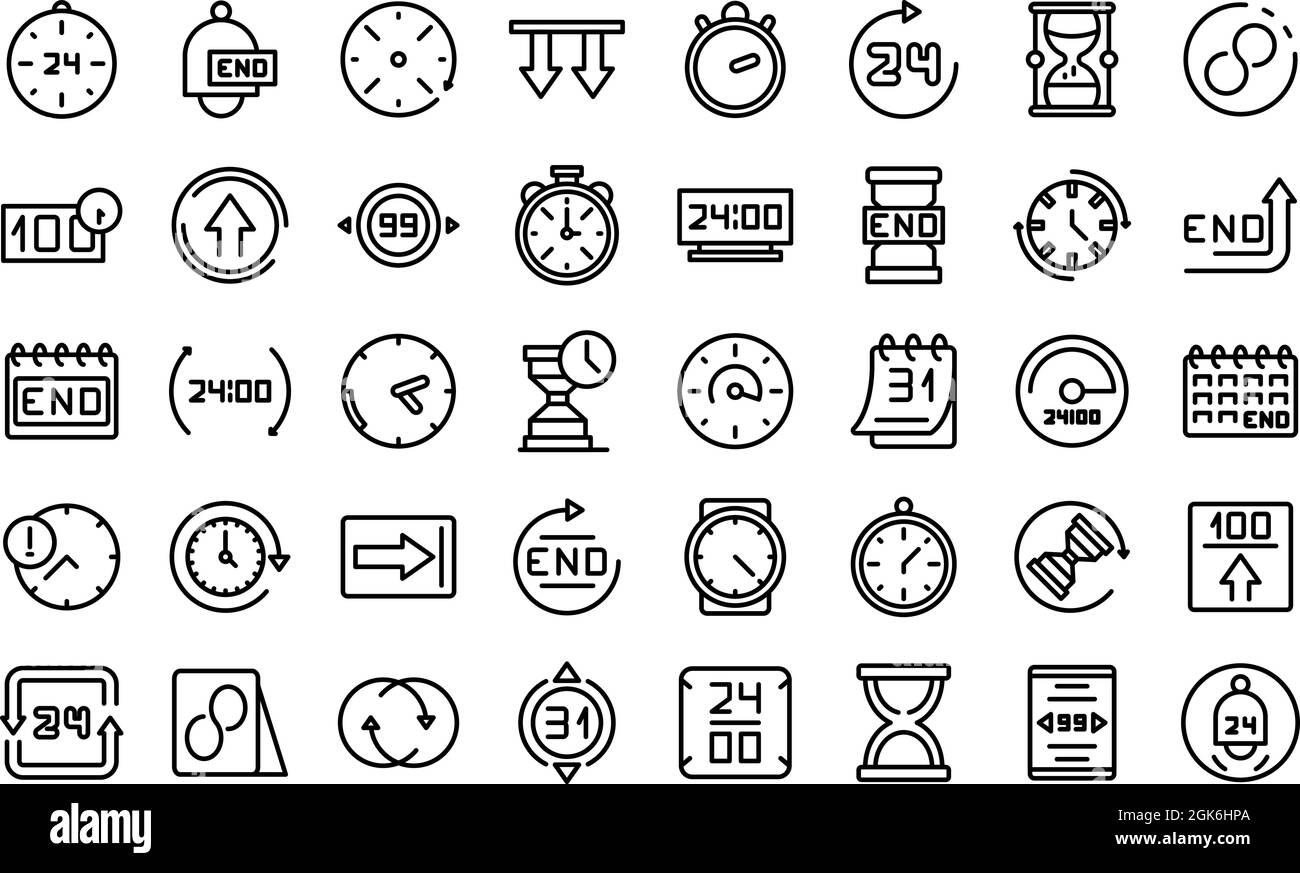 Duration icons set outline hi-res stock photography and images - Alamy