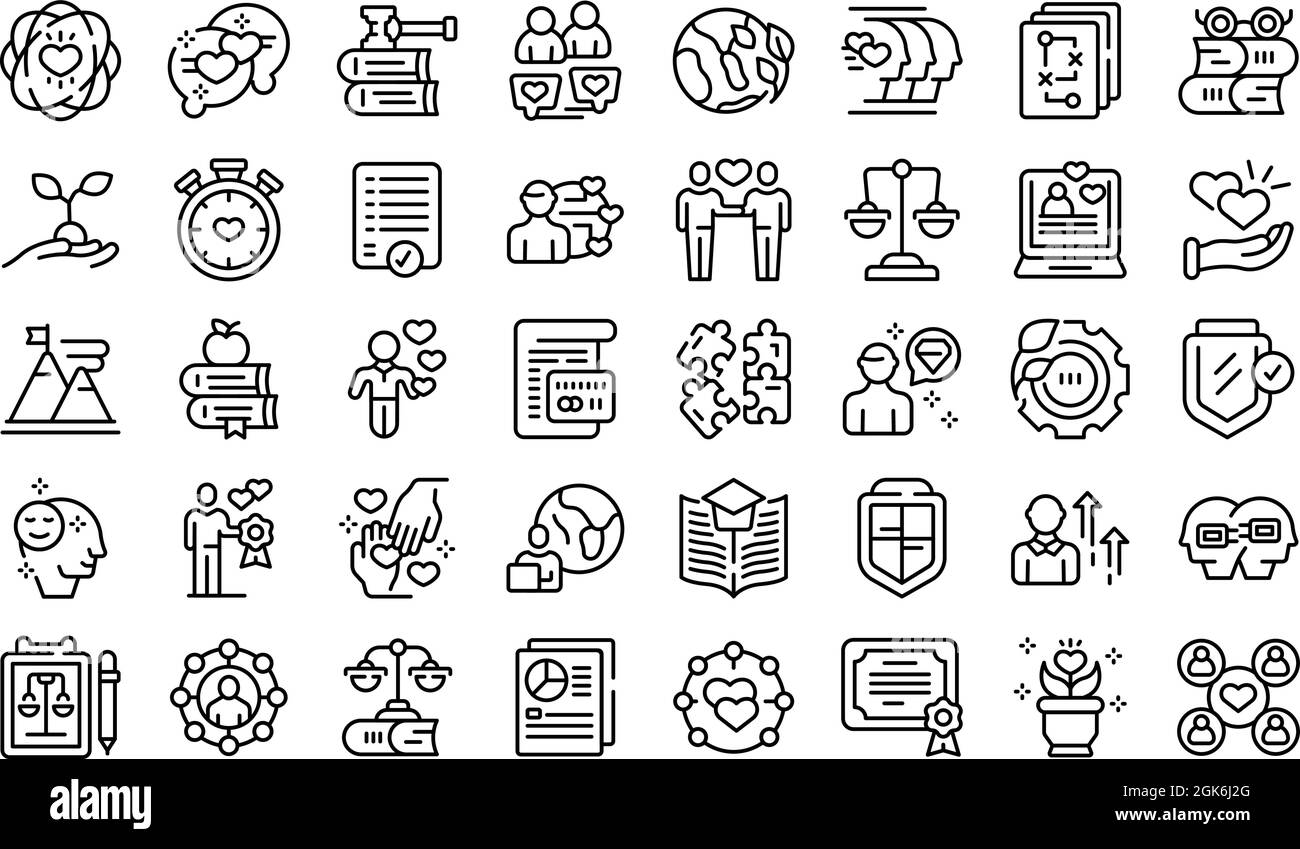 Social responsibility icons set outline vector. Community friend. Care ...