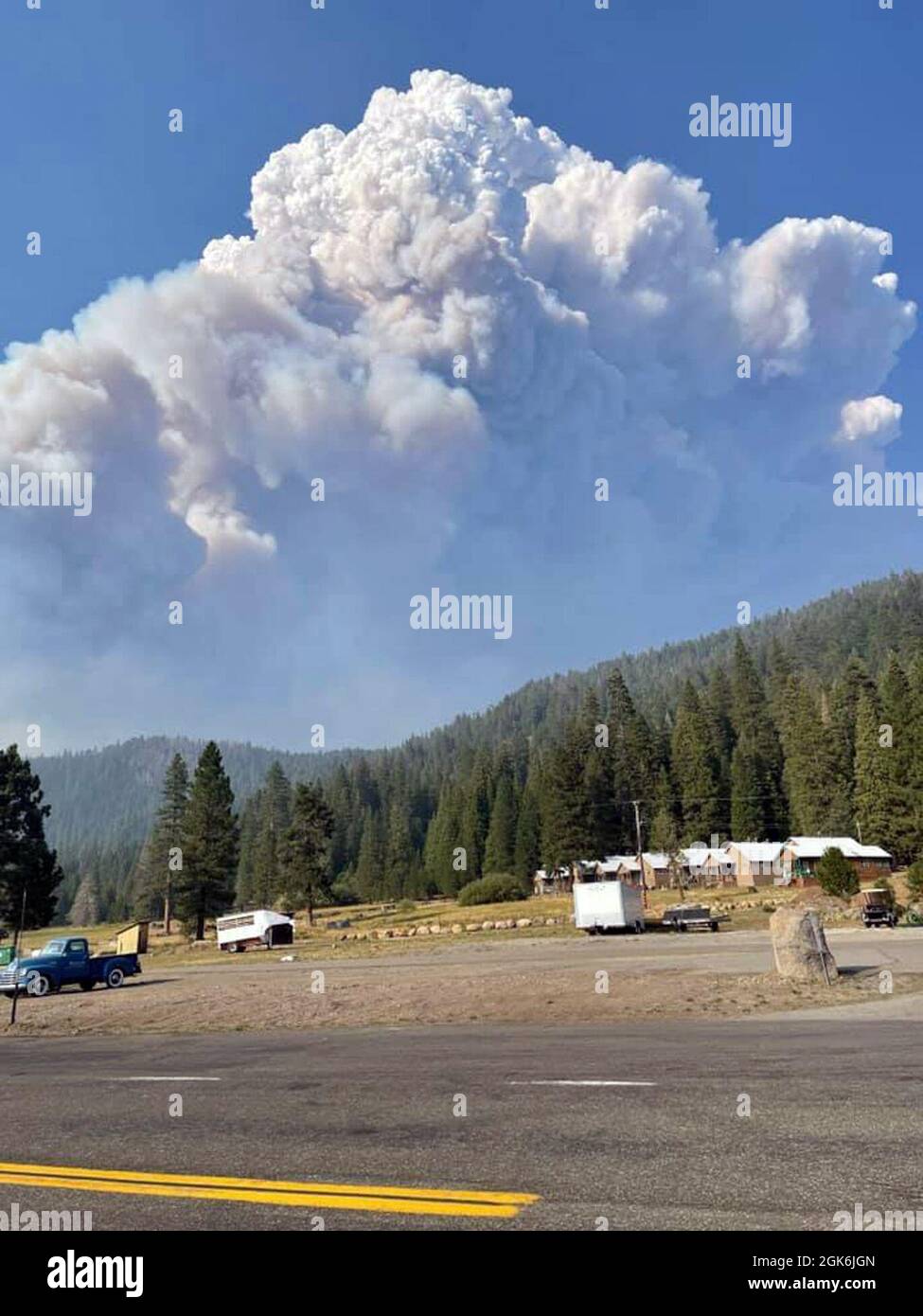 A plume of smoke rises above the Dixie Fire, Aug. 16, 2021, in Northern ...