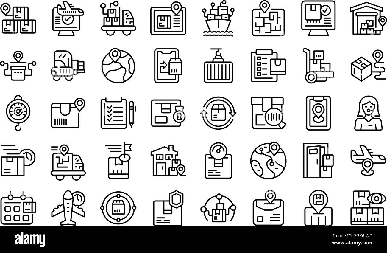 Parcel tracking icons set outline vector. Logistic ship. Delivery ...