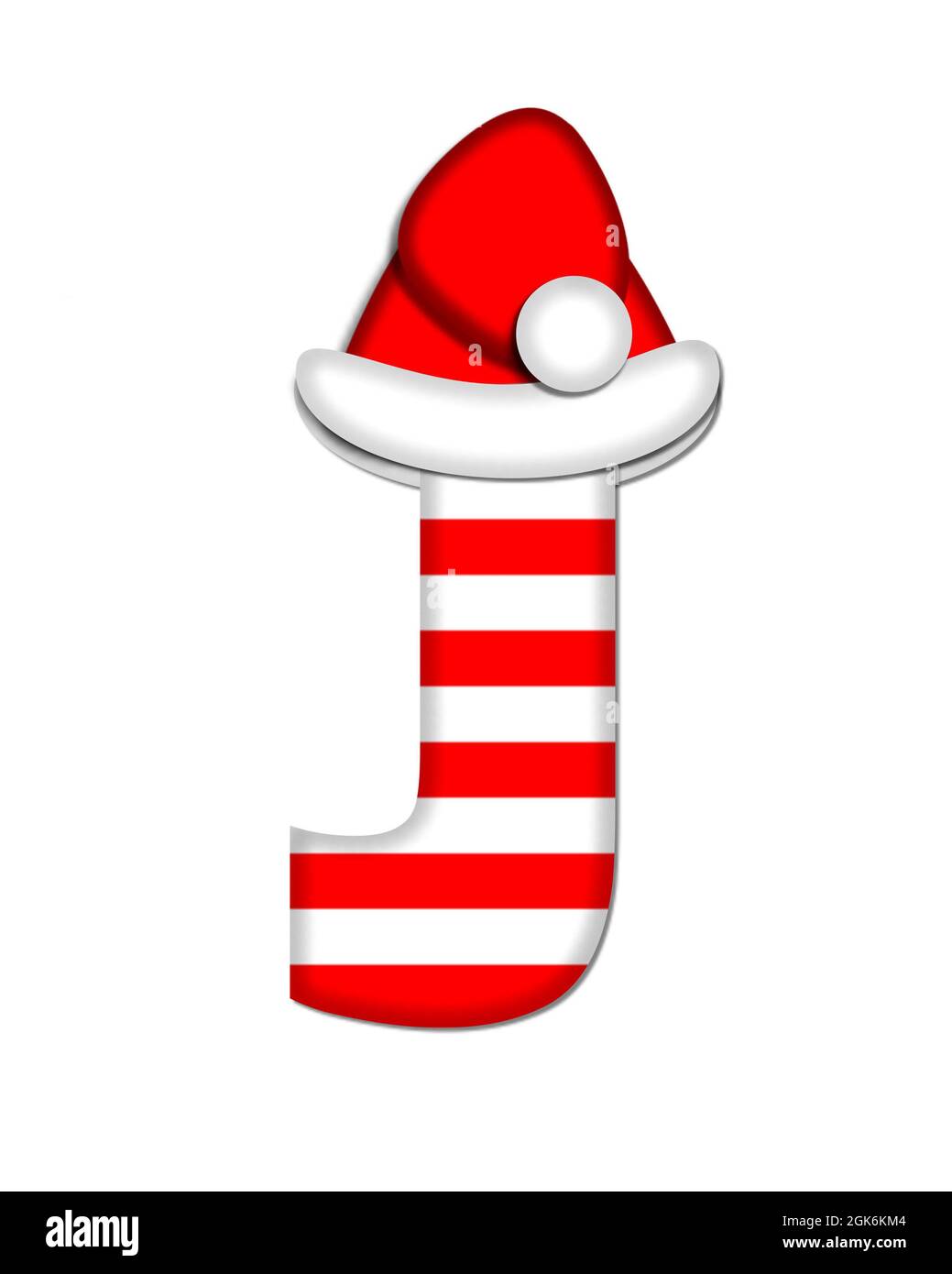 The letter J, in the alphabet set "Christmas Candy Cane," is red and ...
