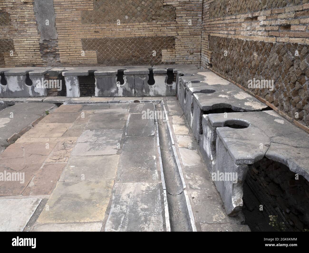 public toilet wc old ancient ostia archeological site ruins Stock Photo ...