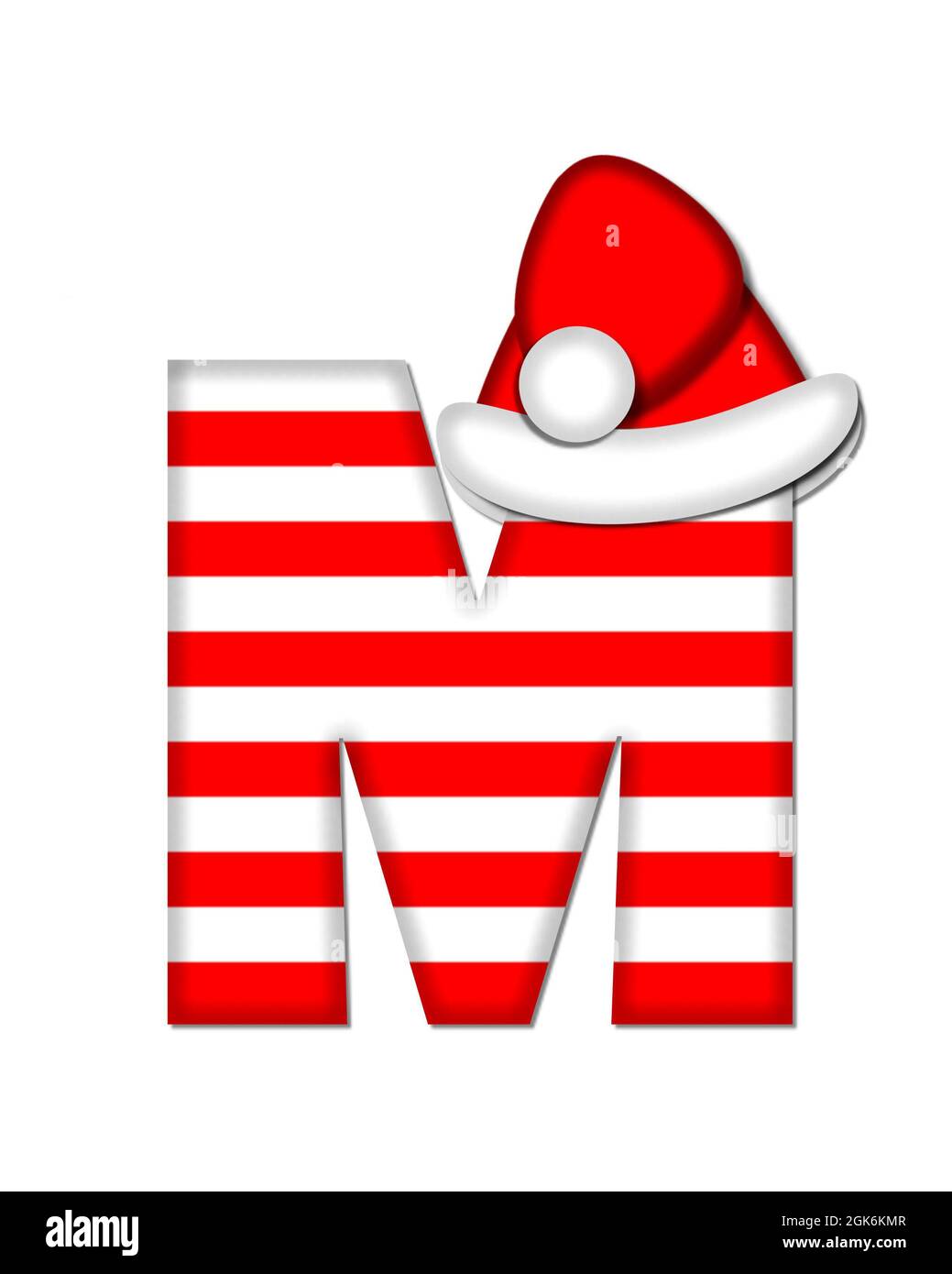 The letter M, in the alphabet set "Christmas Candy Cane," is red and ...