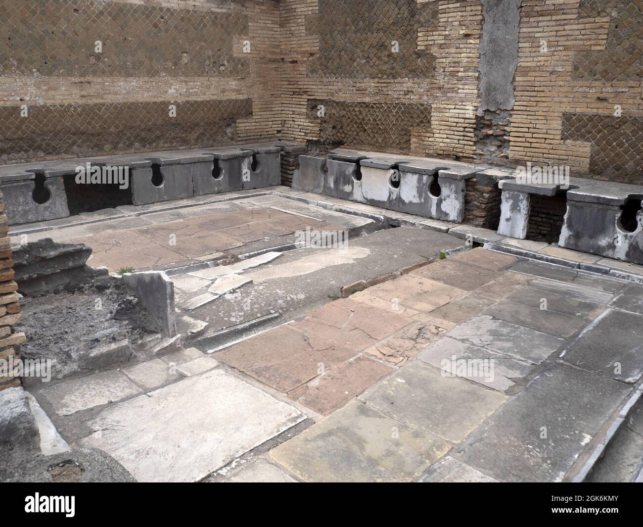 public toilet wc old ancient ostia archeological site ruins Stock Photo ...