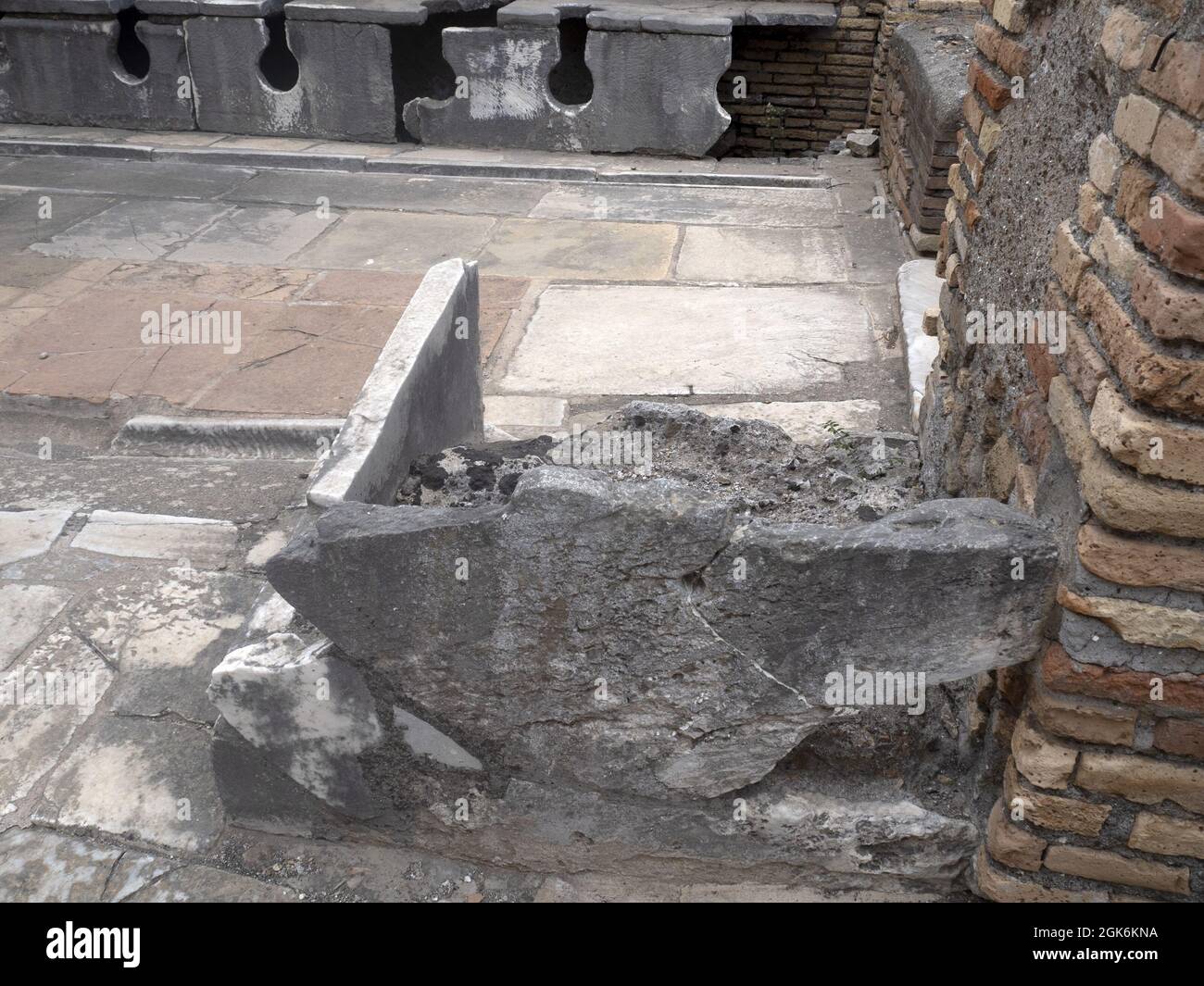 public toilet wc old ancient ostia archeological site ruins Stock Photo ...