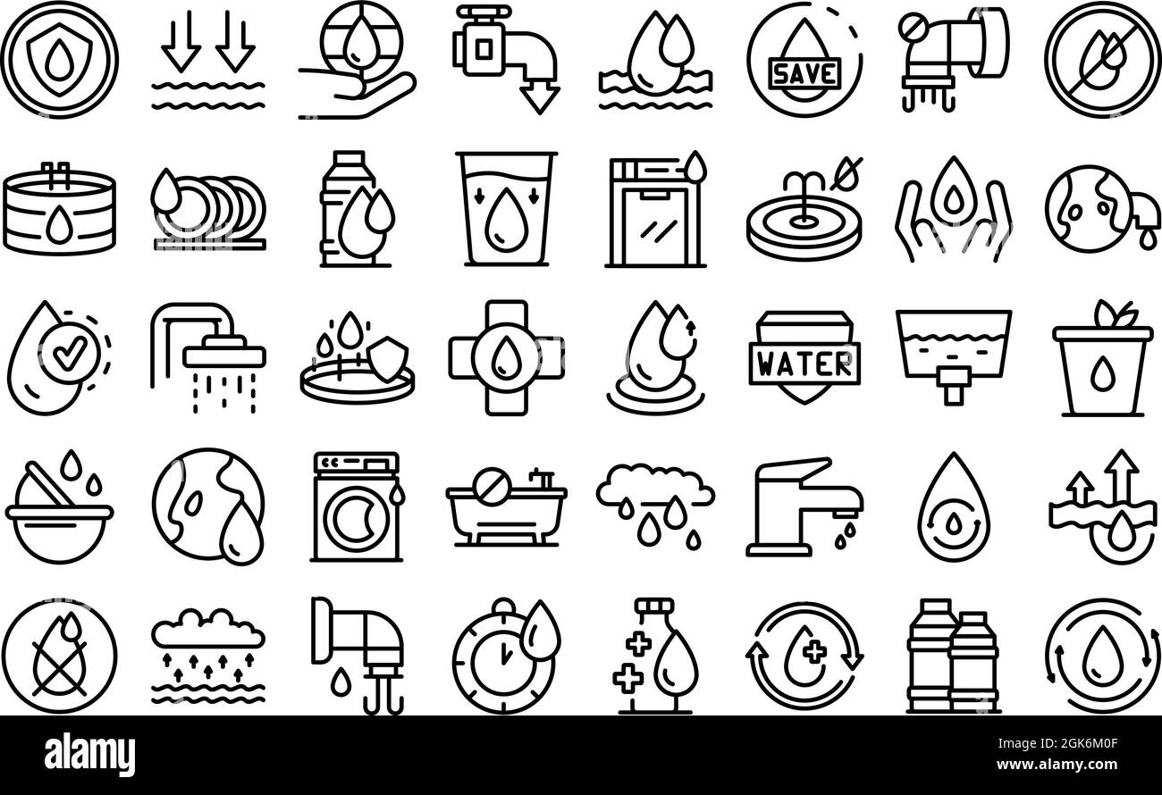 Save water icons set outline vector. Drink drop. Fountain fresh Stock Vector Image & Art - Alamy
