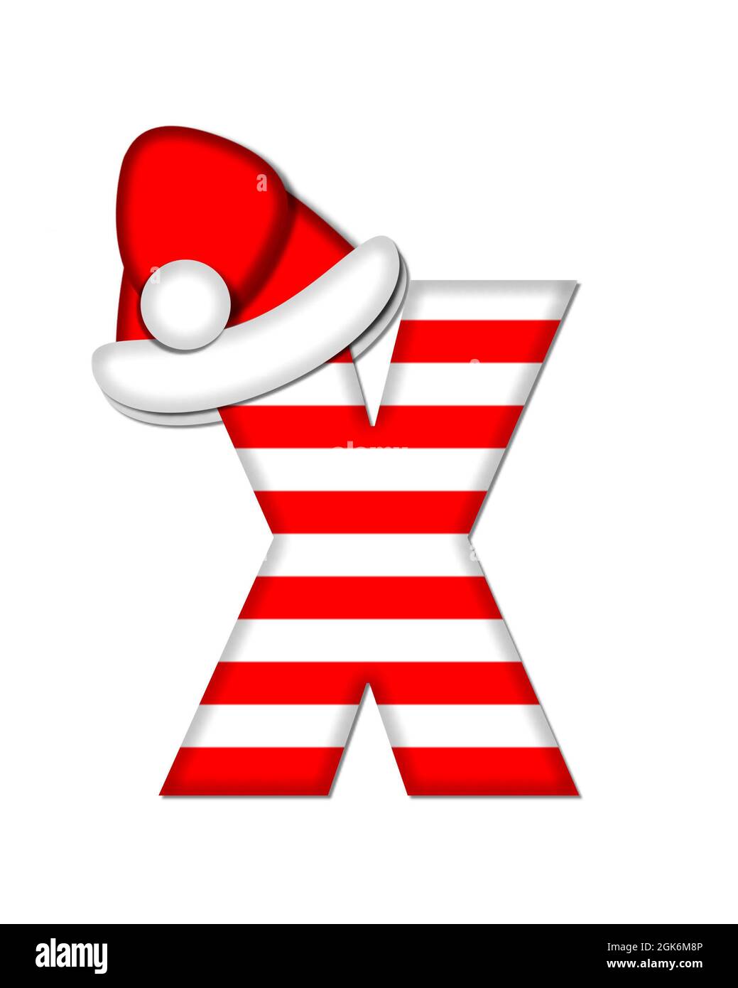 The letter X, in the alphabet set "Christmas Candy Cane," is red and ...