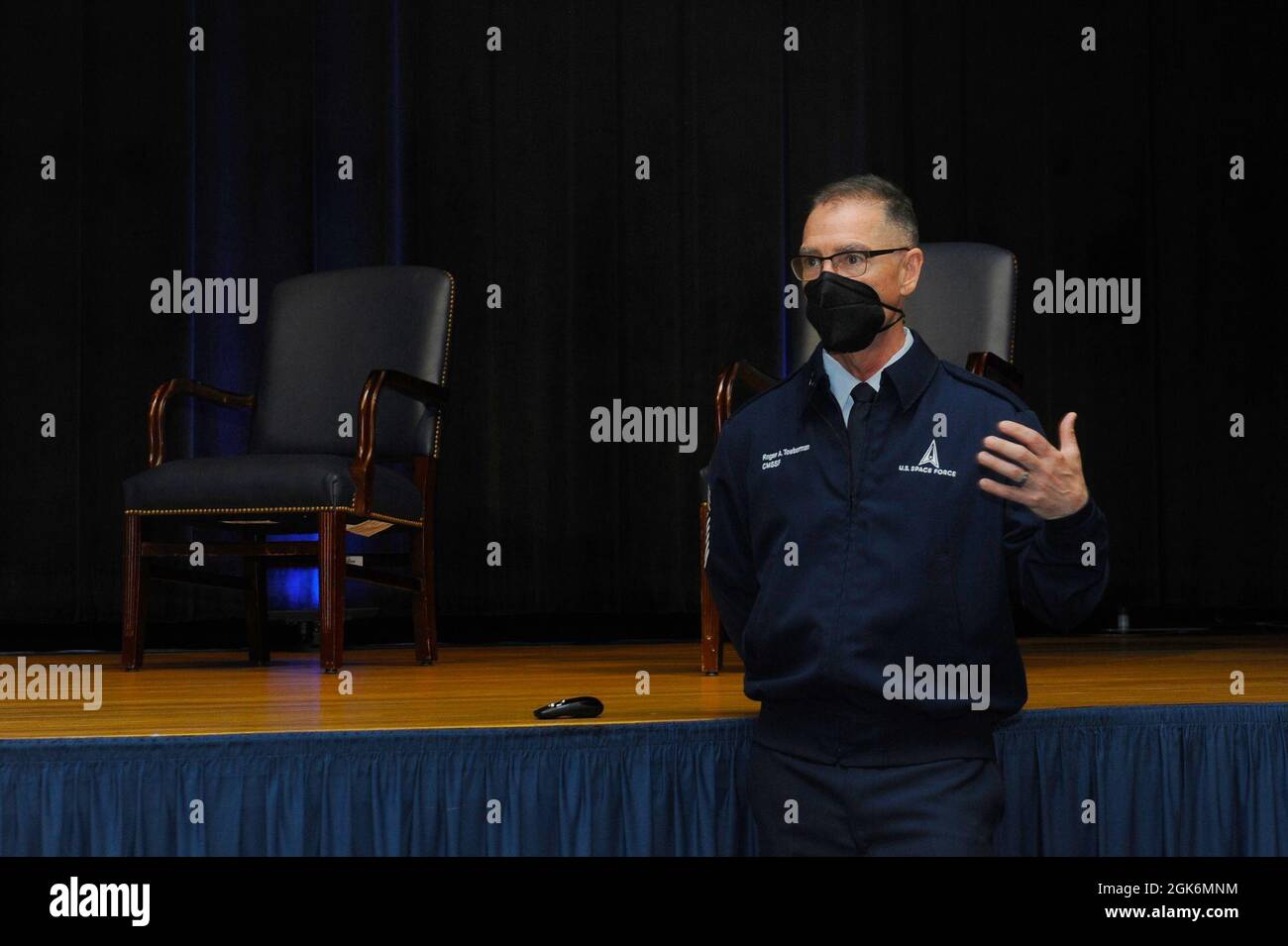 Chief Master Sgt. of the Space Force Roger A.Towberman answers a ...