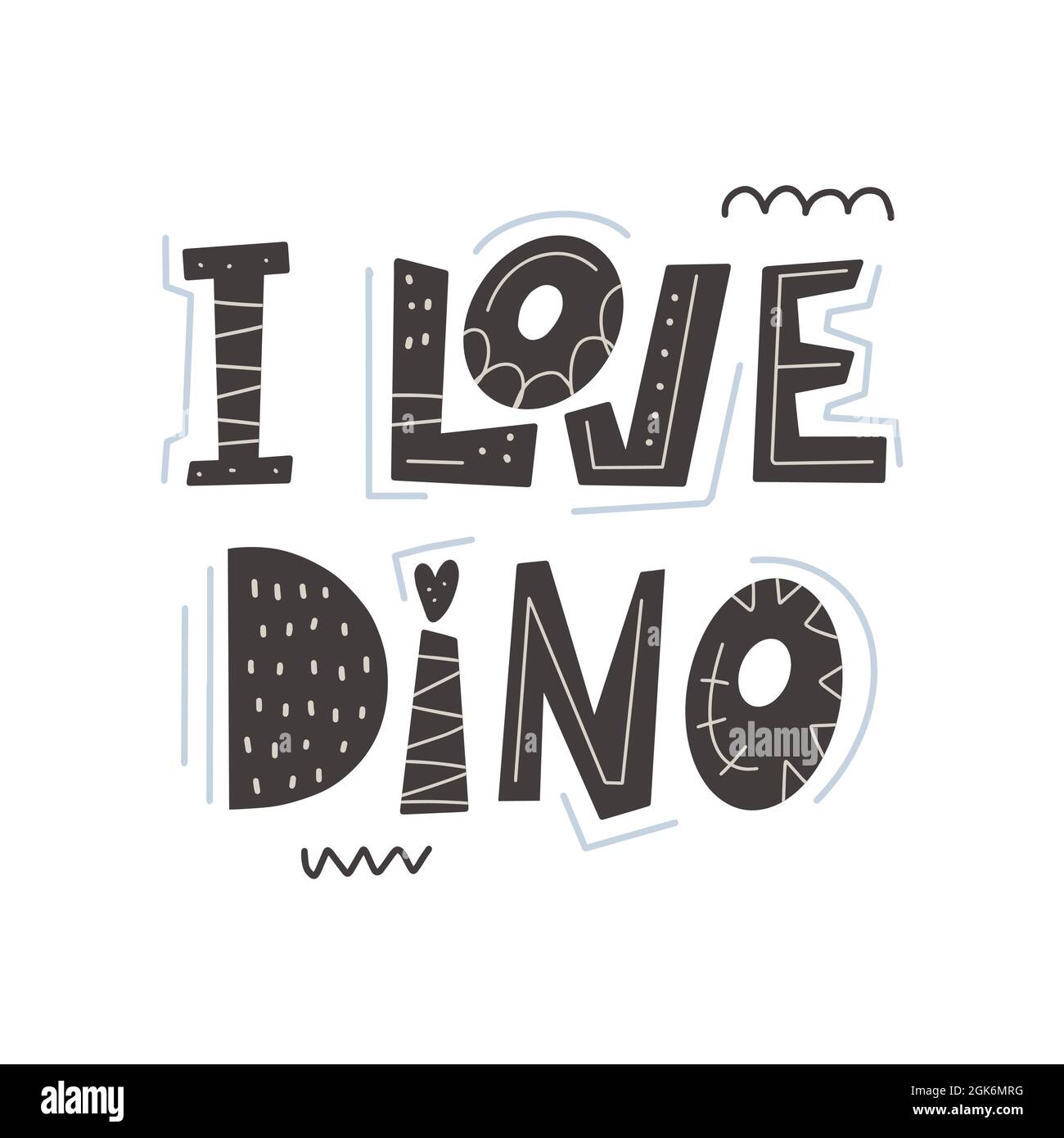 I love dinosaur- lettering Vector illustration in cartoon Scandinavian style. Childish design ...