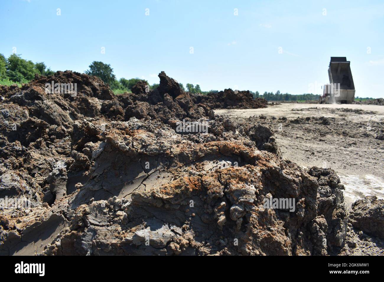 Mounds of ‘Borrow Material’ lay prepositioned at a worksite in Greene ...