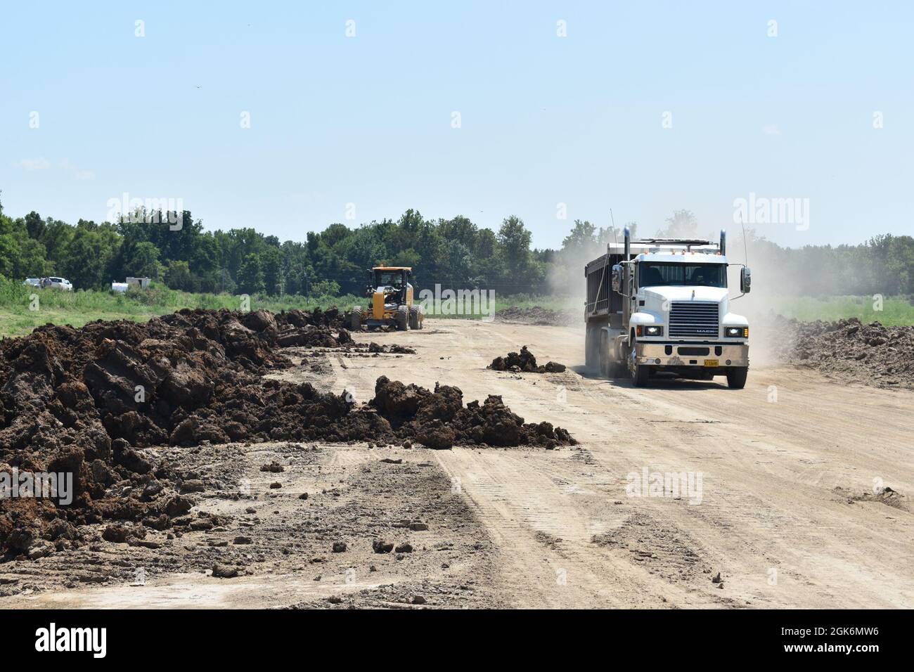 Mounds of ‘Borrow Material’ lay prepositioned at a worksite in Greene ...