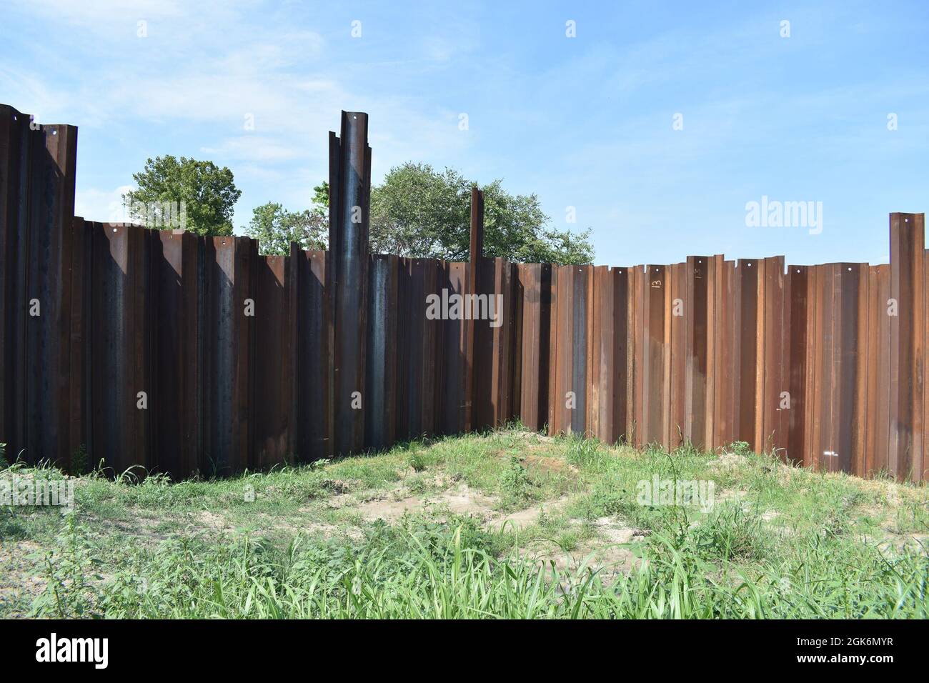 This iron sheet piling near a worksite along Eight Mile Creek in Greene ...