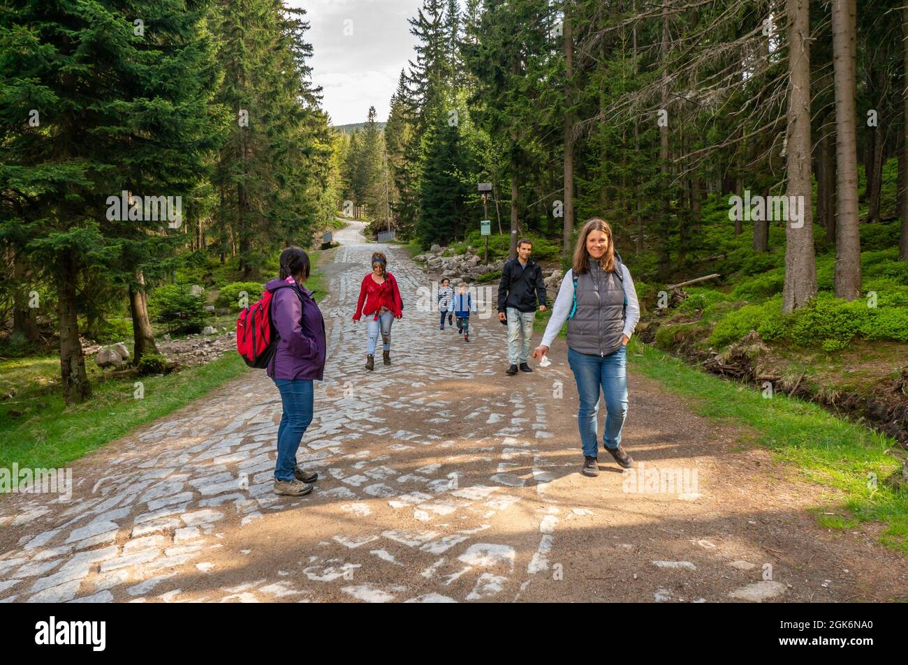 KARPACZ, POLAND - May 09, 2018: A shot of people walking along a ...