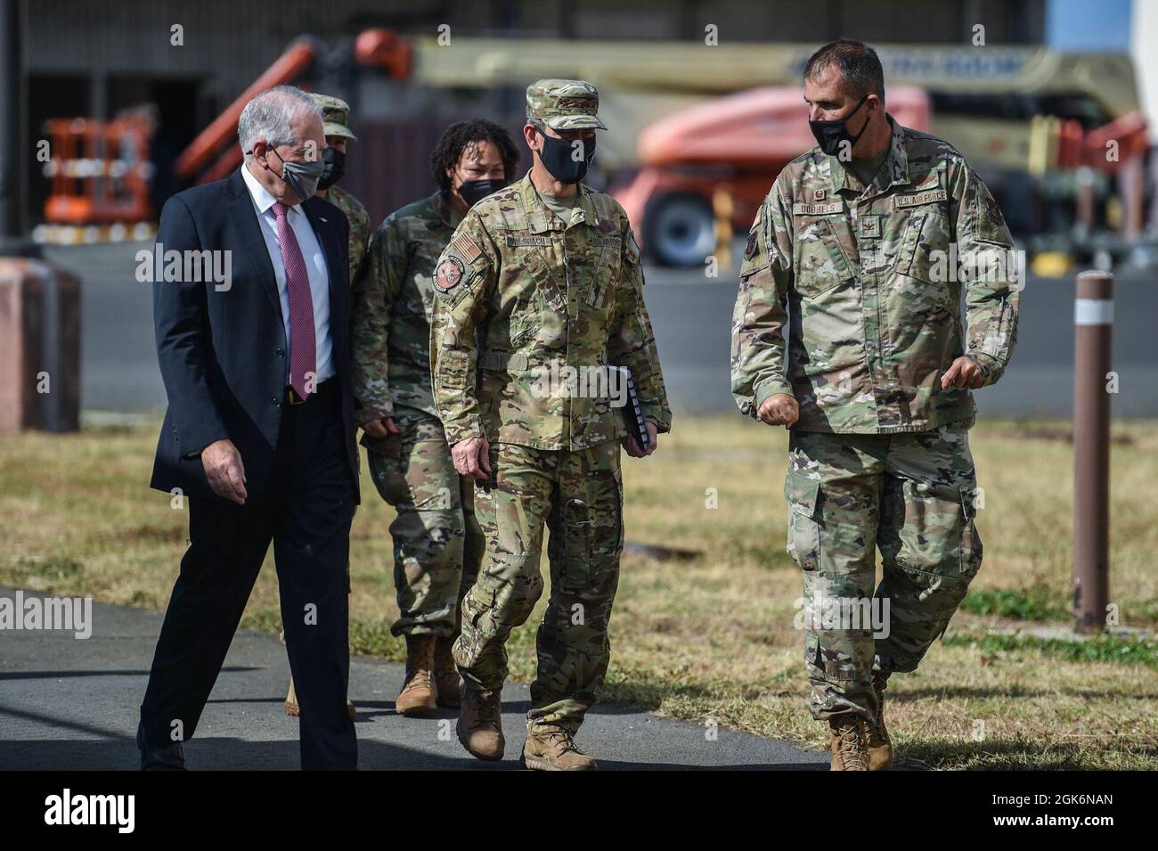 Secretary of the Air Force Frank Kendall, left, has a discussion with U ...