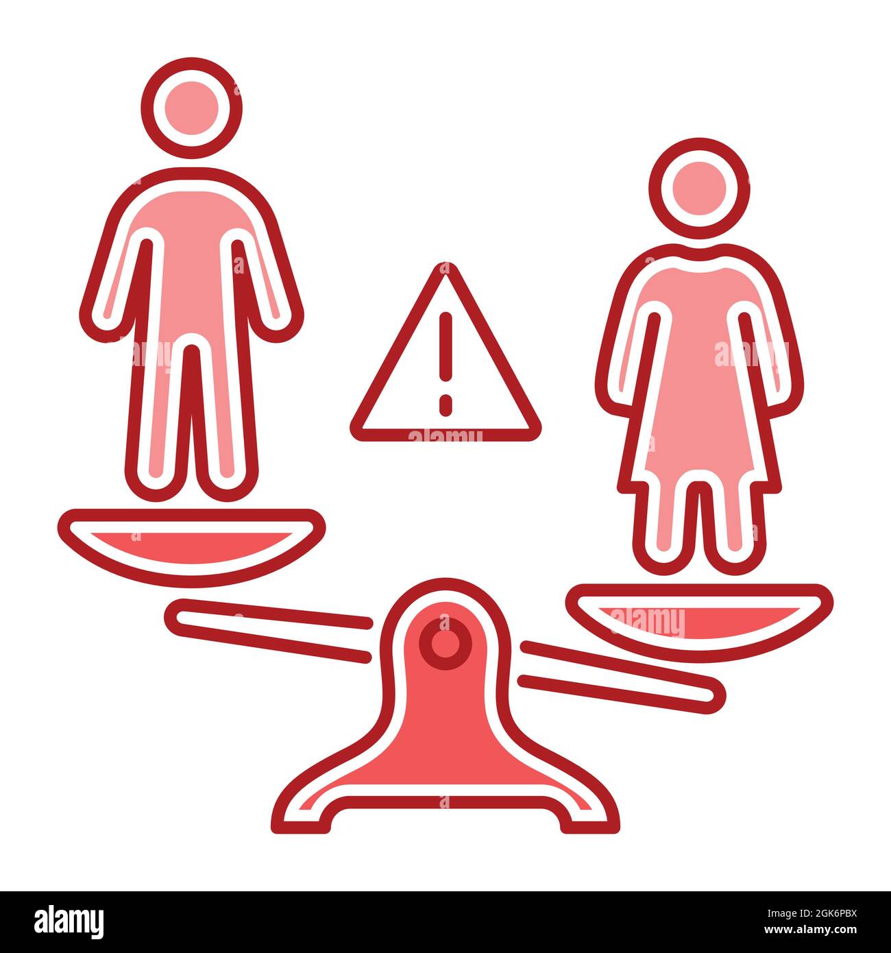 Gender discrimination and inequality color line icon. Violence in ...