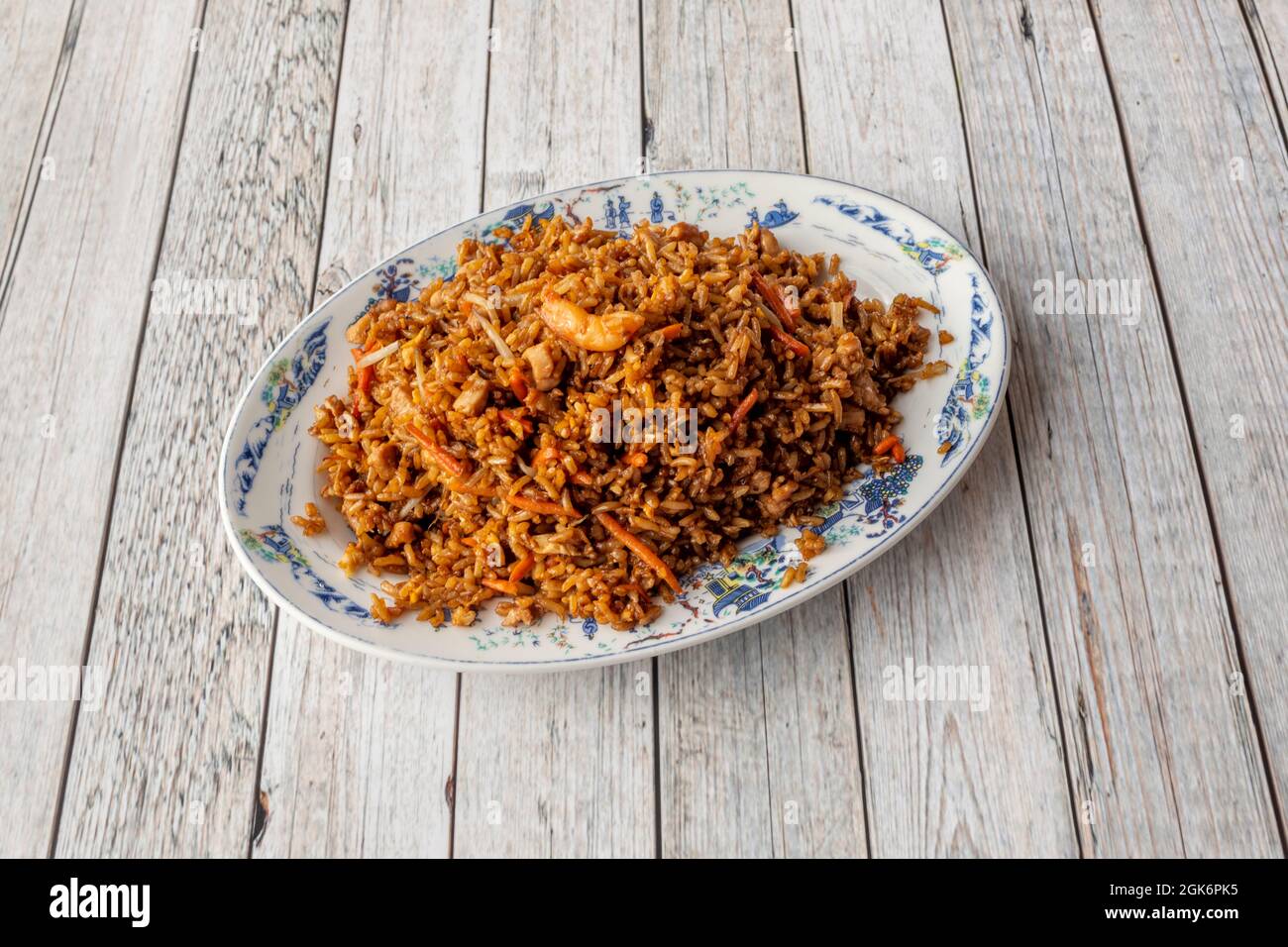 Recipe of fried Peruvian chaufa rice with wok vegetables and prawns ...