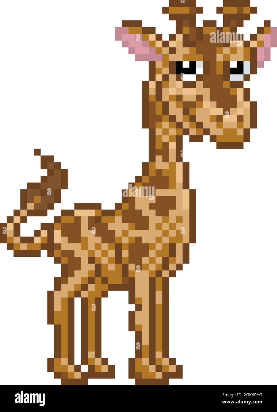 Giraffe Pixel Art Safari Animal Video Game Cartoon Stock Vector Image ...