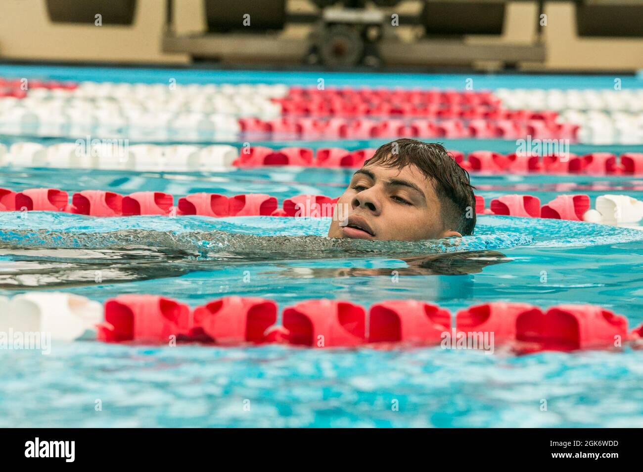 A U.S. Marine conducts a 250-meter swim during a Littoral Engineer ...