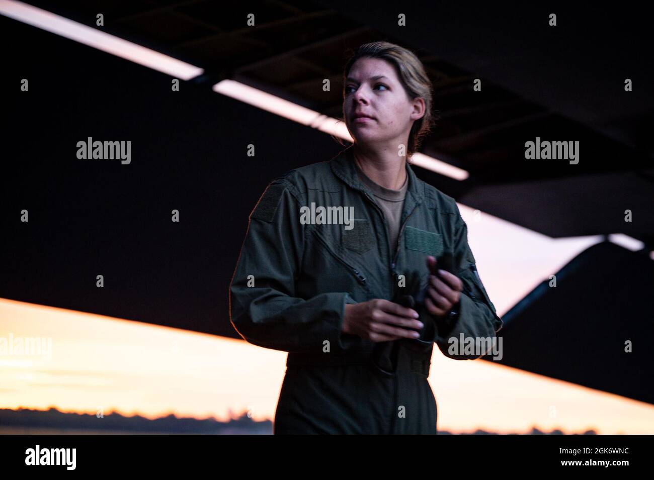 Capt. Sarah Rowley, 96th Bomb Squadron weapon systems officer, performs ...