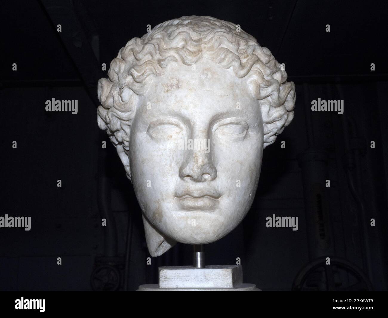 hera Head old roman marble statue detail Stock Photo - Alamy