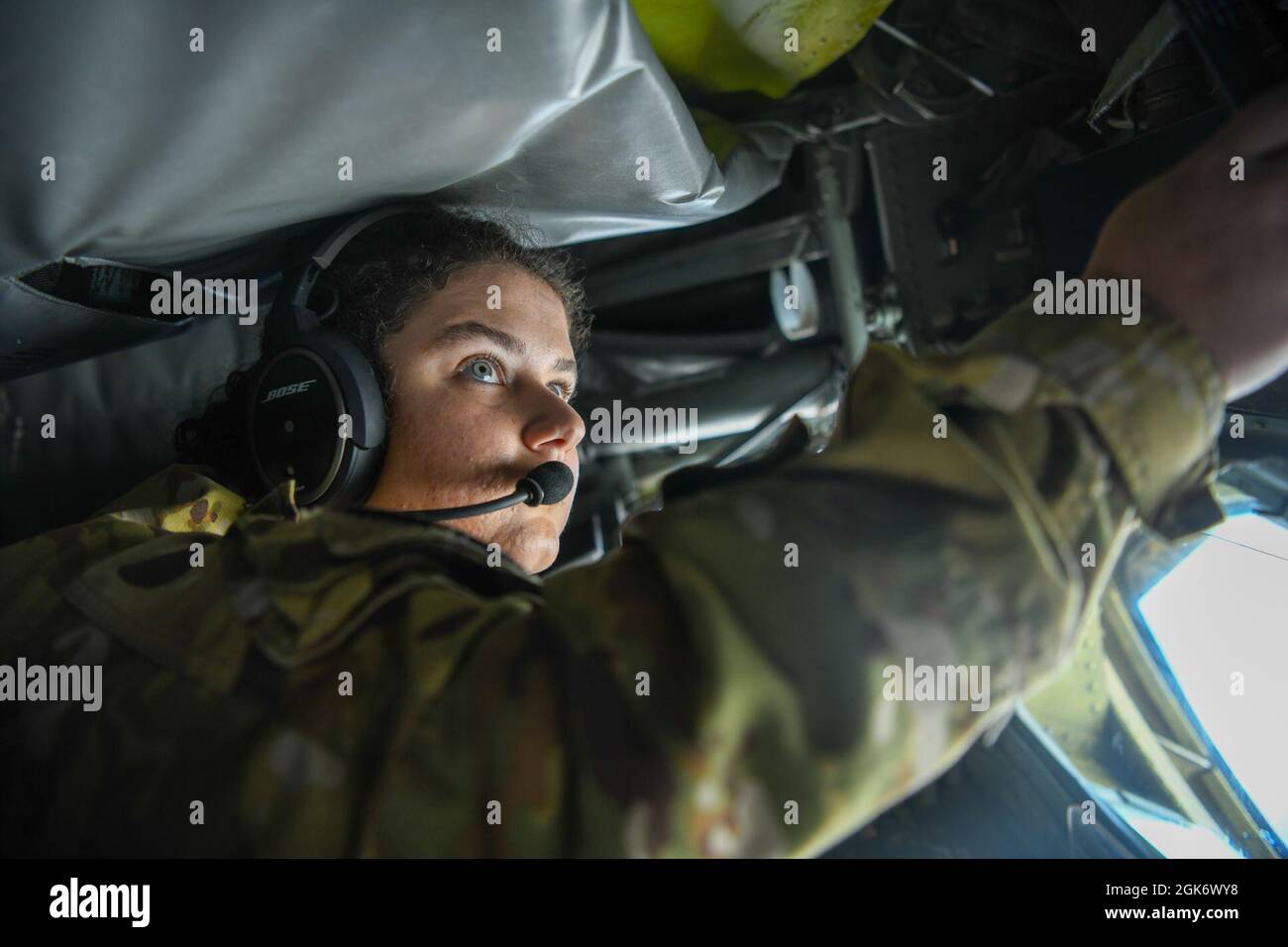 U.S. Air Force Airman 1st Class Abigail Stiles, an in-flight refueling ...