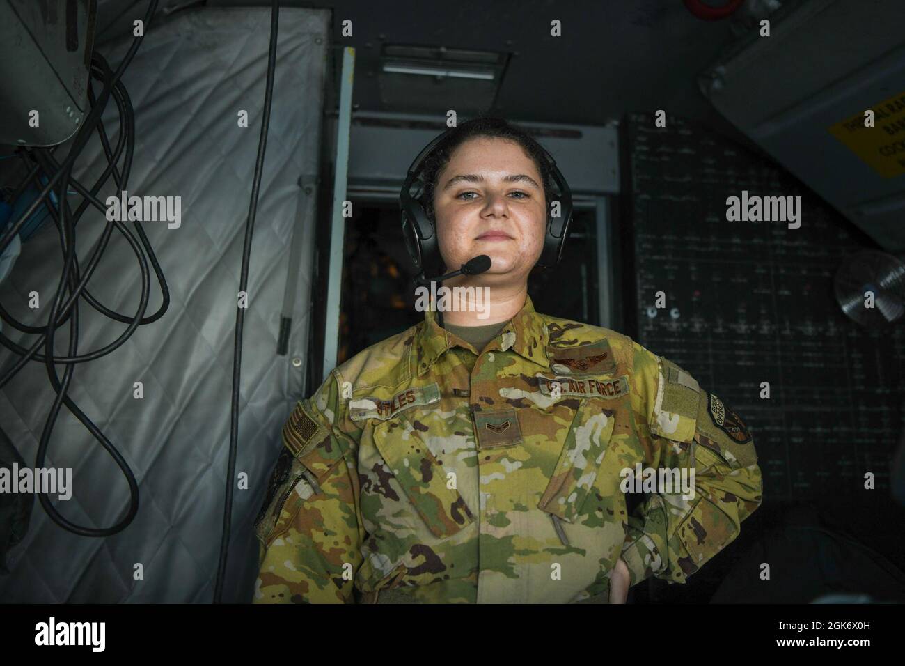 U.S. Air Force Airman 1st Class Abigail Stiles, an in-flight refueling ...