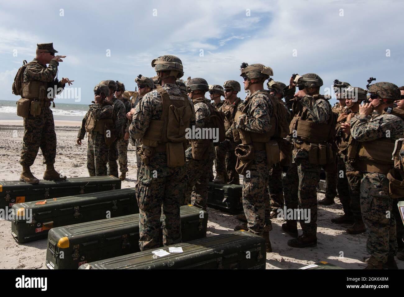 U.S. Marine Corps Gunnery Sgt. Jeremy Simms briefs Marines of 2nd Low ...