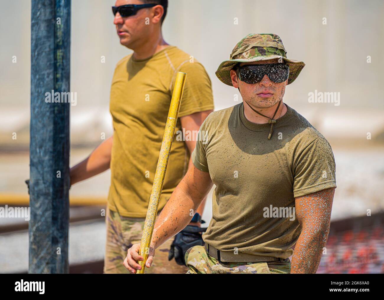 U.S. Air Force Airmen from the 1st Expeditionary Civil Engineer Group ...