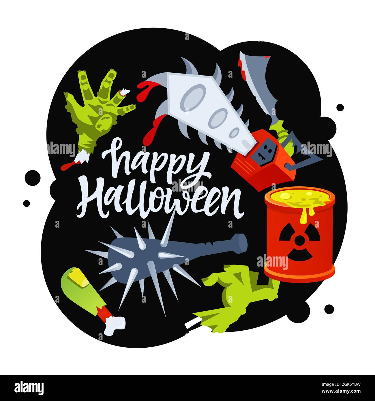 Happy Halloween - modern cartoon style colored poster. Fatal holiday ...