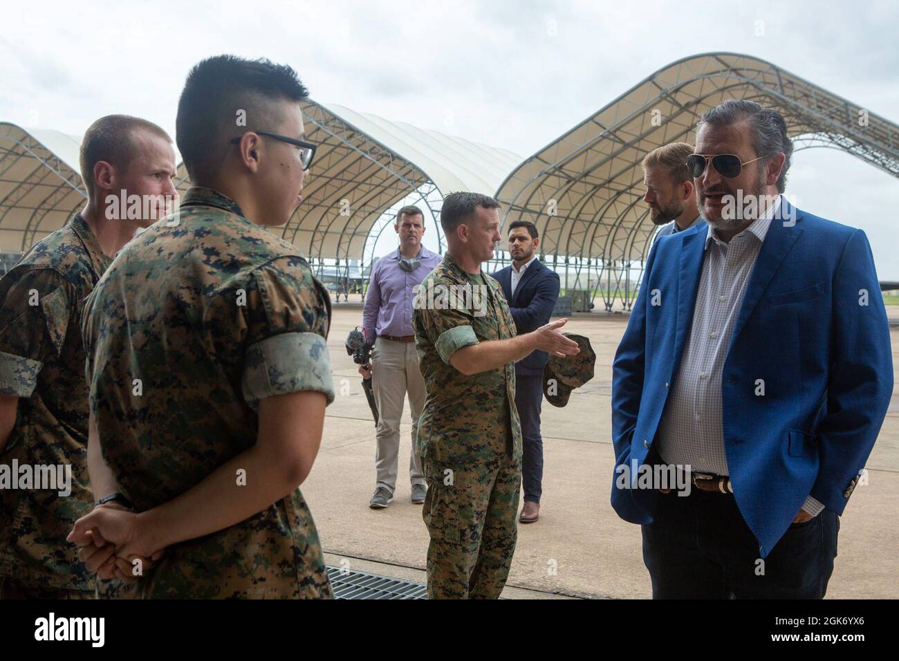 Texas Senator Ted Cruz speaks with Pfc. Auston Beachy (left) and Lance ...