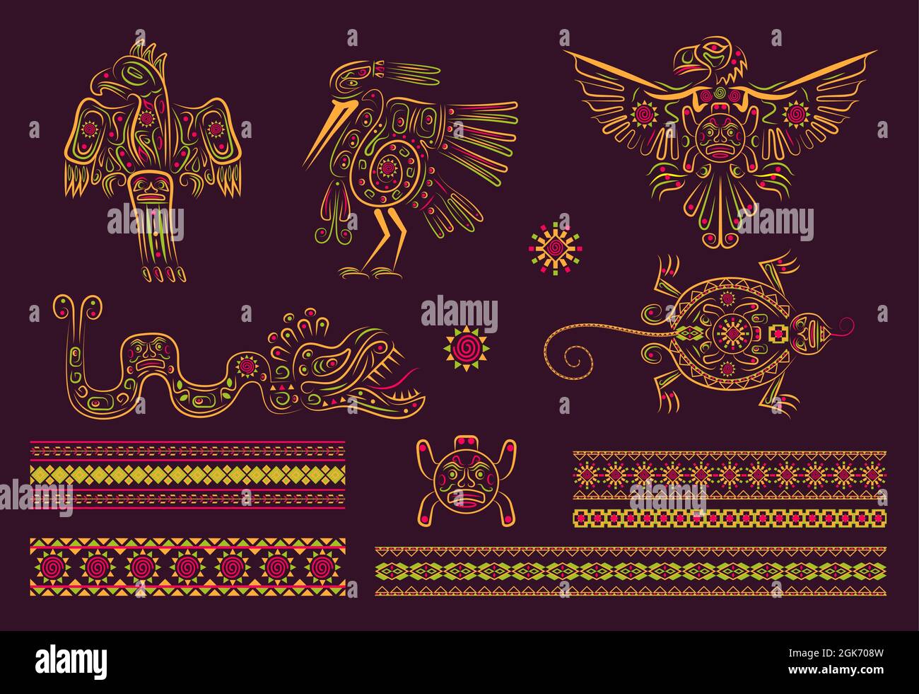 Latino American poncho ornament vector for greeting card. Parrot ...