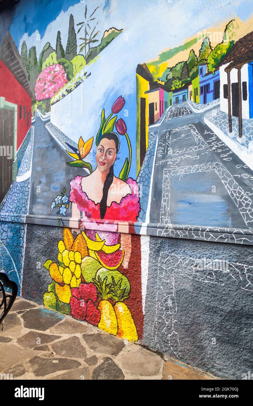 CONCEPCION DE ATACO, EL SALVADOR - APRIL 3, 2016: Colorfuly painted ...