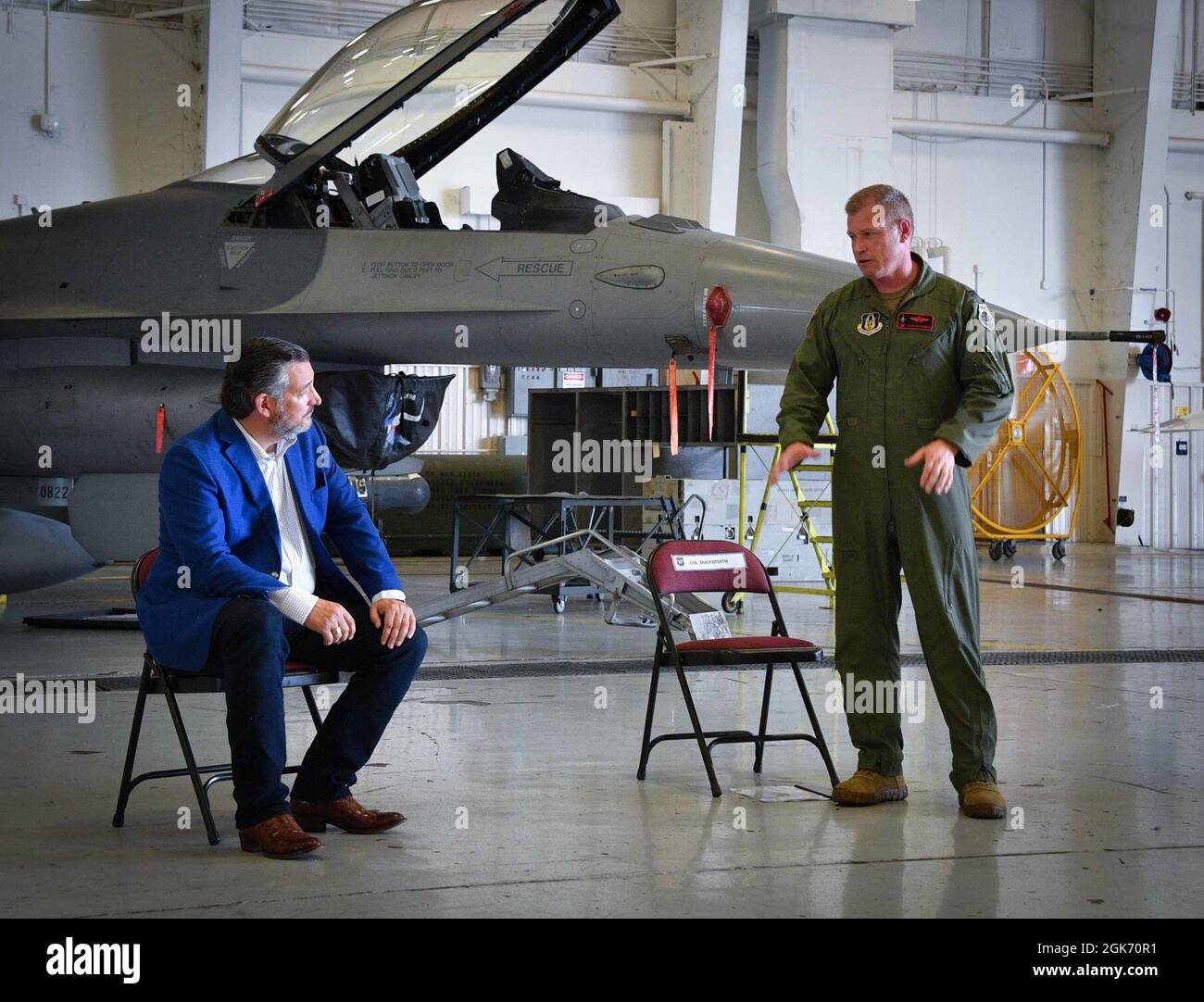 (right) Col. Allen Duckworth 301st Fighter Wing commander speaks with ...