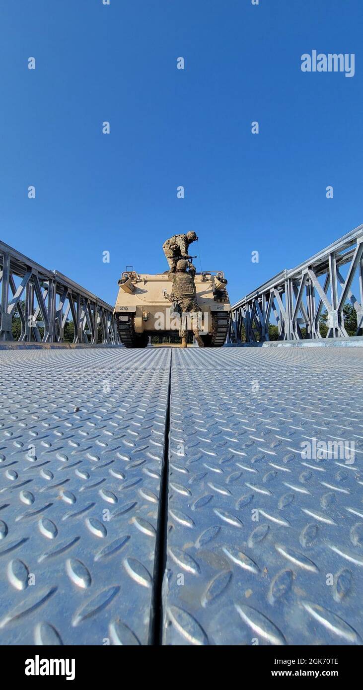 The Mabey-Johnson Bridge was on display over a dry gulley in the newly ...