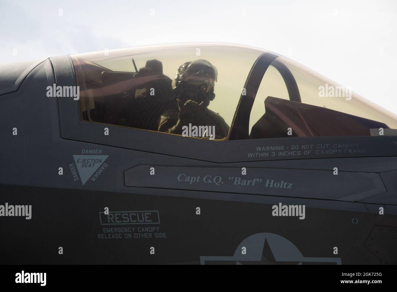 U.S. Marine Corps Capt Craig Turner prepares to launch from HMS Queen ...
