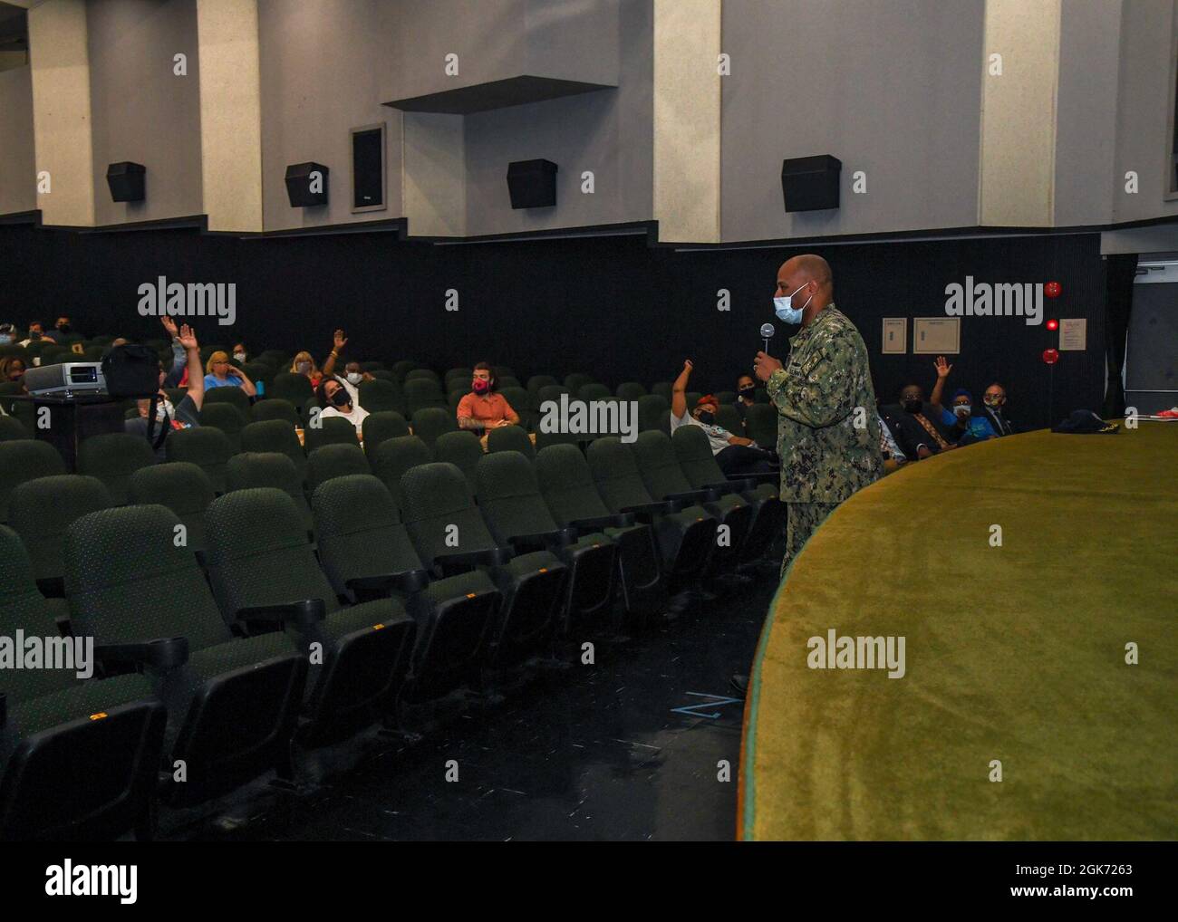 Capt. David Adams Commander, Fleet Activities Sasebo (CFAS) speaks to ...