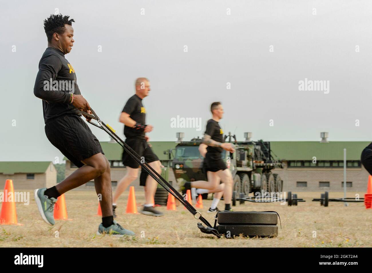 Soldiers from 1-125 Field Artillery, participate in the sprint-drag ...