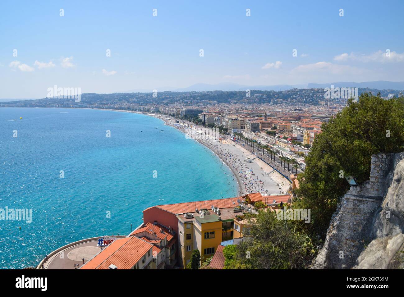 Nice, France, 2019 Aerial panoramic view of Baie des Anges, Promenade ...