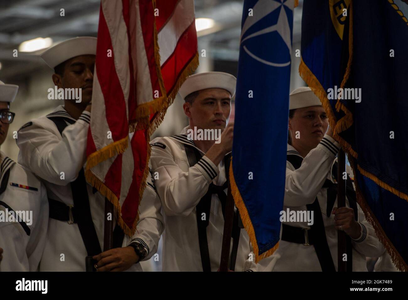 NORFOLK, Va. (Aug. 20, 2021) – The color guard parades the colors during a Change of Command ...